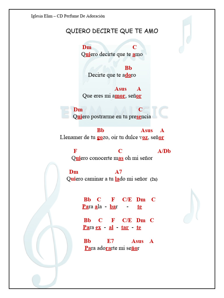 Canción de Adoración: Quiero Decirte que Te Amo | PDF