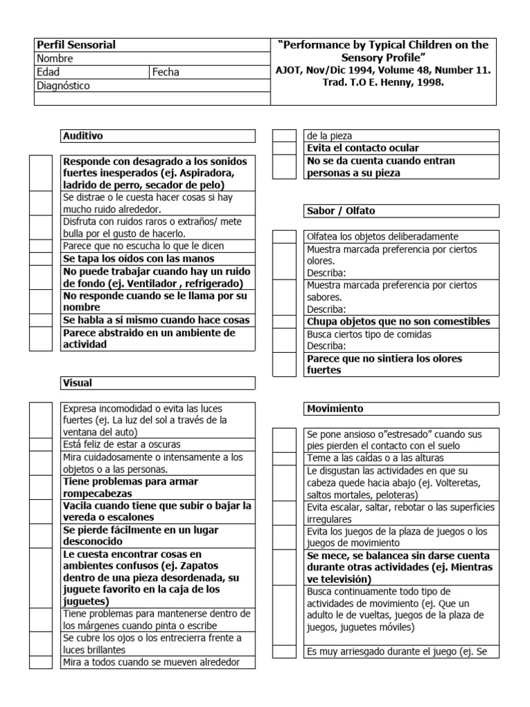 Perfil Sensorial | PDF | Las emociones