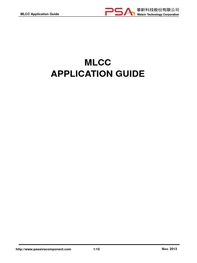 MLCC Application Guide Walsin | PDF | Capacitor | Printed Circuit Board