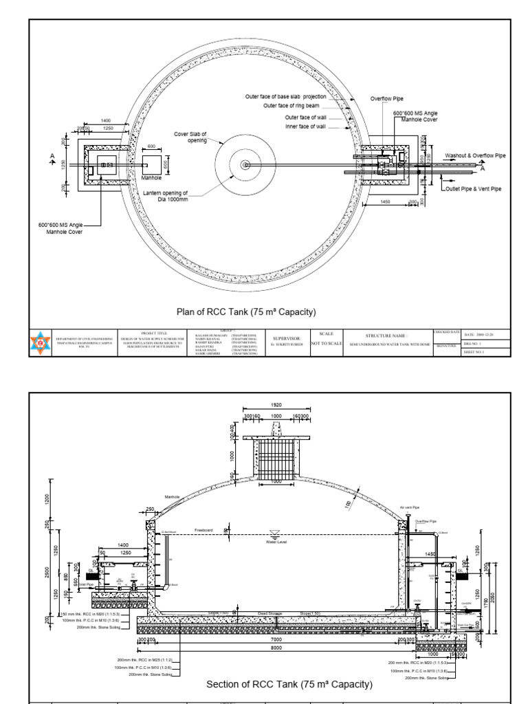 RCC Water Tank Design for 10,000 Population | PDF | Beam (Structure ...