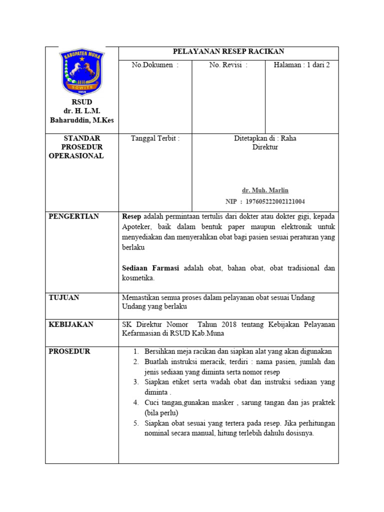Sop Pelayanan Resep Racikan | PDF | Pengembangan Diri
