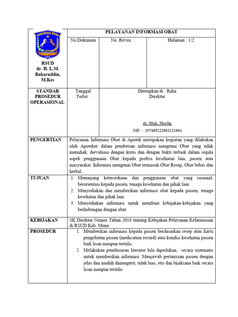 Sop Pelayanan Informasi Obat Pdf