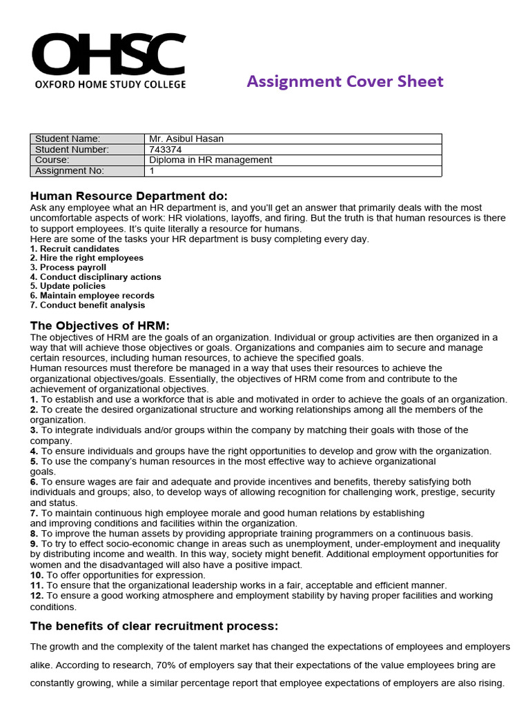 Assignment | Download Free PDF | Human Resource Management | Employment