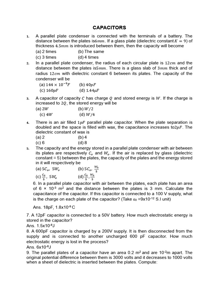 CAPACITORS | PDF | Capacitor | Capacitance