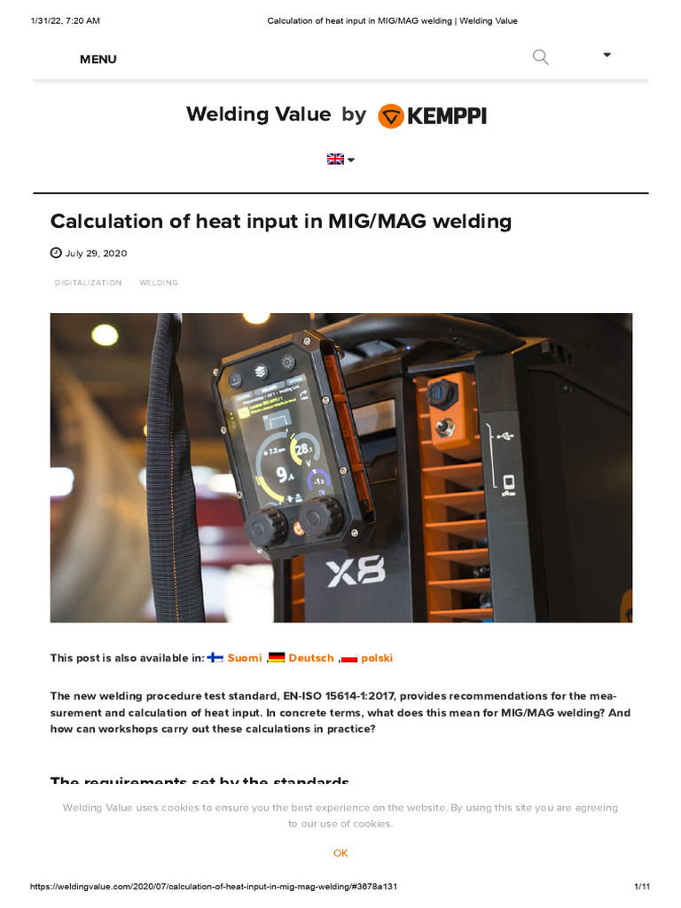 MIG/MAG Welding Heat Input Calculation | PDF | Welding | Construction
