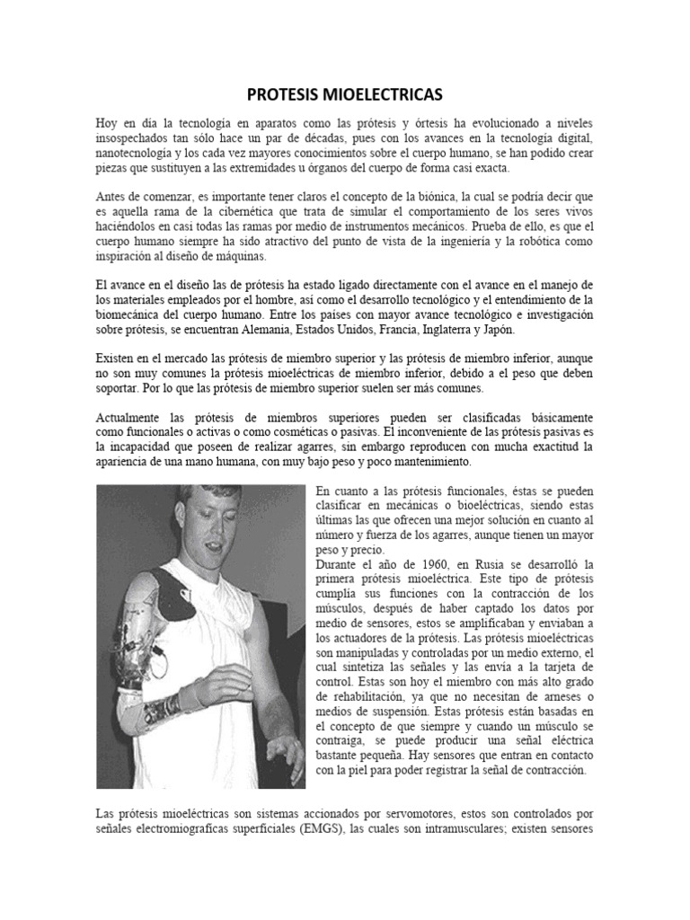 Protesis Mioelectricas | PDF | Músculo | Electromiografia