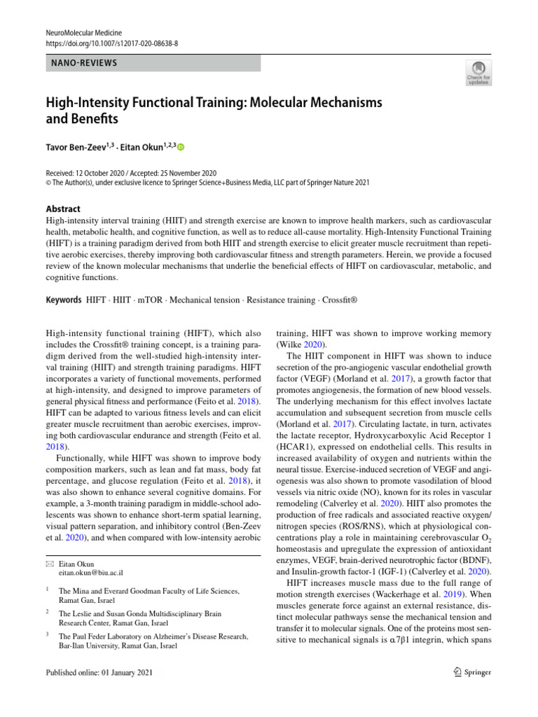Respuestas Moleculares a HIFT | PDF | High Intensity Interval Training | Cell Biology