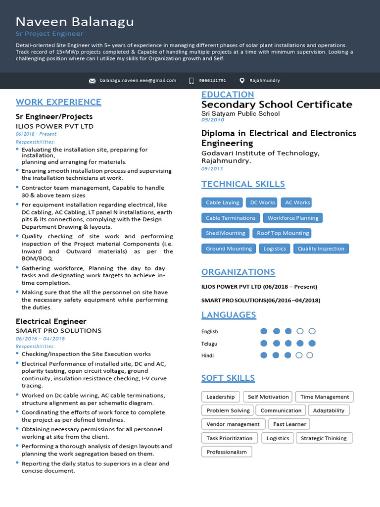 Naveen Resume | Download Free PDF | Direct Current | Alternating Current