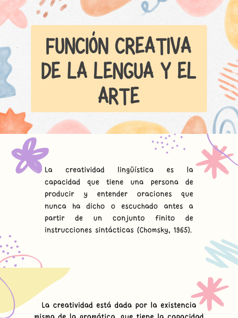 Función Creativa de La Lengua y El Arte | PDF