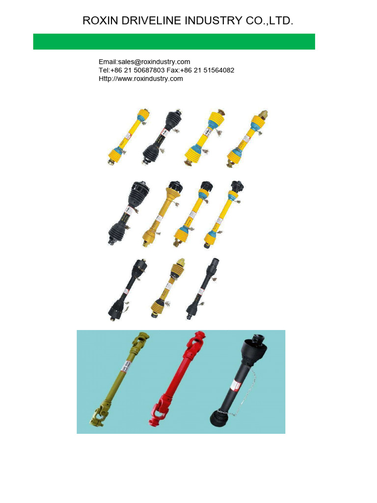 ROXIN Driveline PTO Shafts Cardan Catalogue | Download Free PDF | Mechanical Engineering