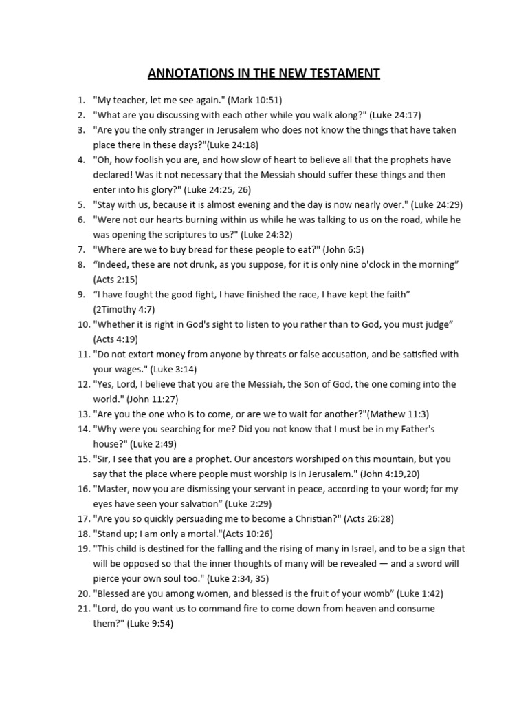 10 Annotations in The New Testament | PDF | Acts Of The Apostles | Jesus