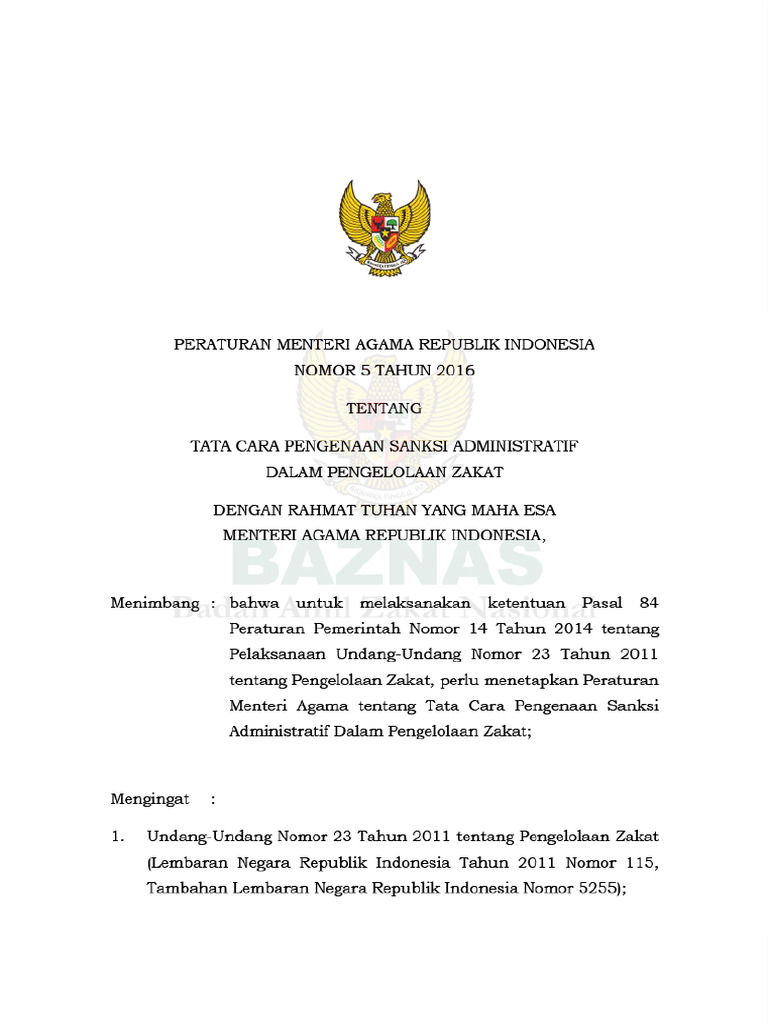 005 PMA 5 2016 Sanksi Admif | PDF