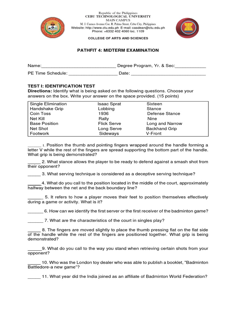 Pathfit 4 Midterm Exam | Download Free PDF | Athletic Sports | Sports