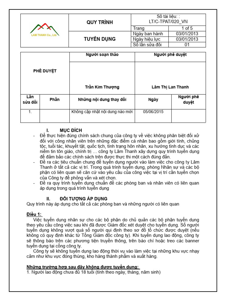 19 - Quy Trinh Tuyen Dung | PDF