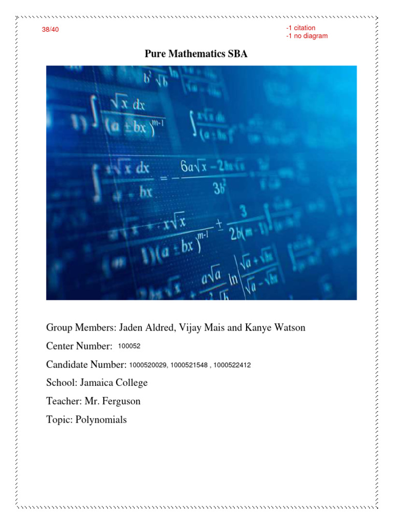 Sample 2 Unit 1 SBA - Polynomials | PDF | Polynomial | Equations