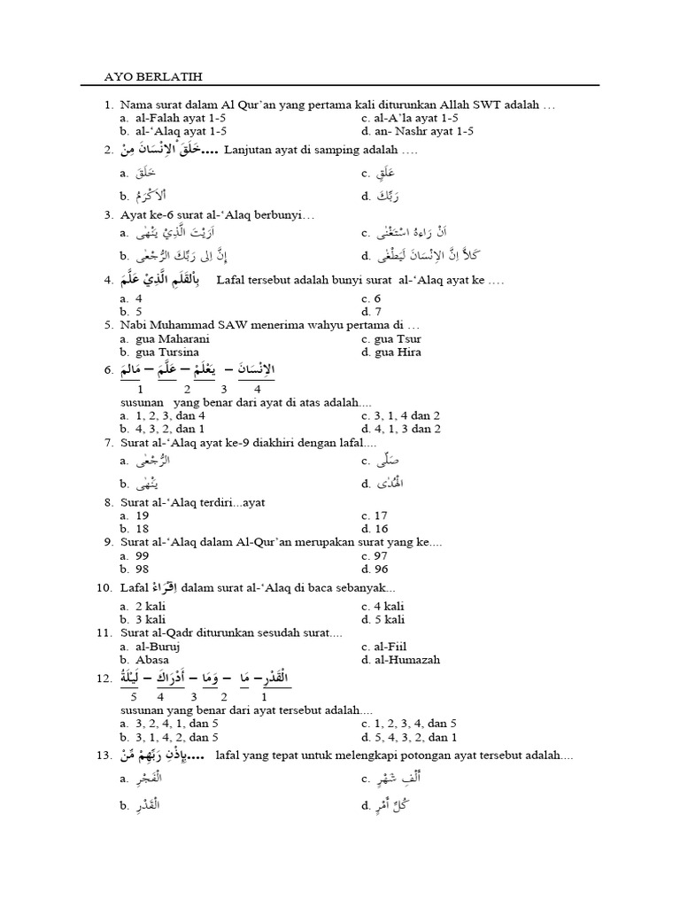 Ayo Berlatih CNTH Soal Pat KLS 5 | PDF