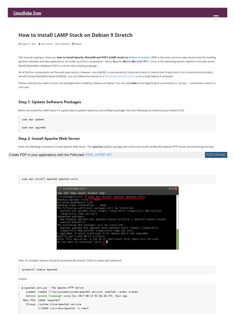 Tutorial Install LAMP Stack On Debian 9 | Download Free PDF | Php | Computer Science