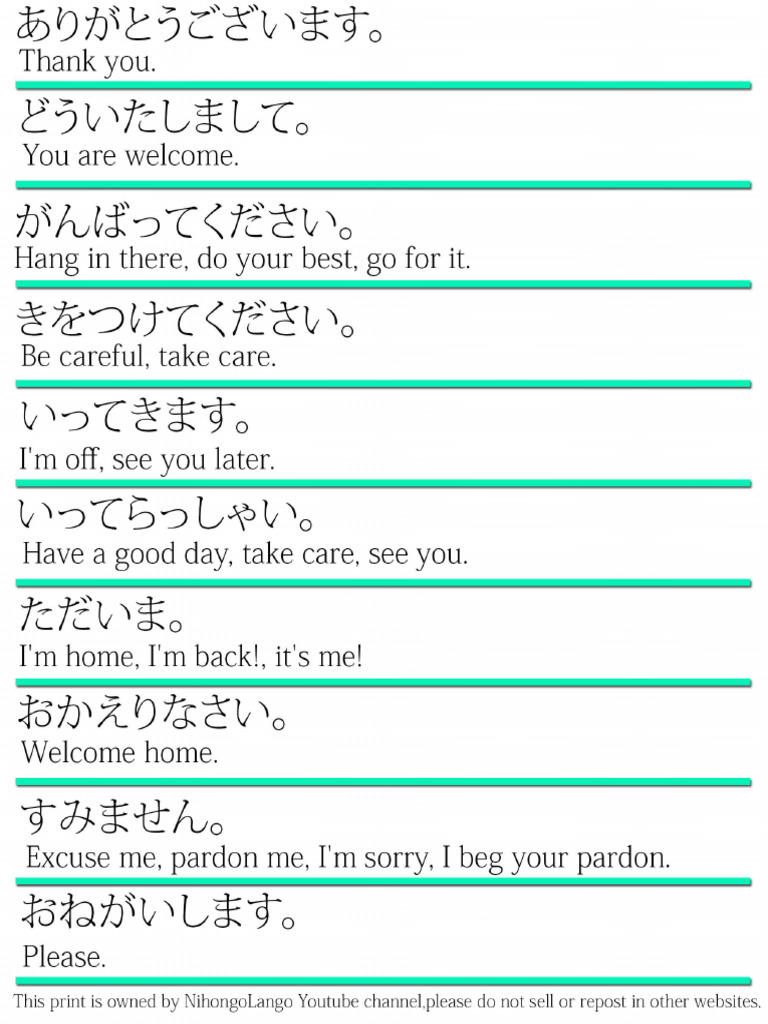 Japanese Most Common Sentences 2 | PDF