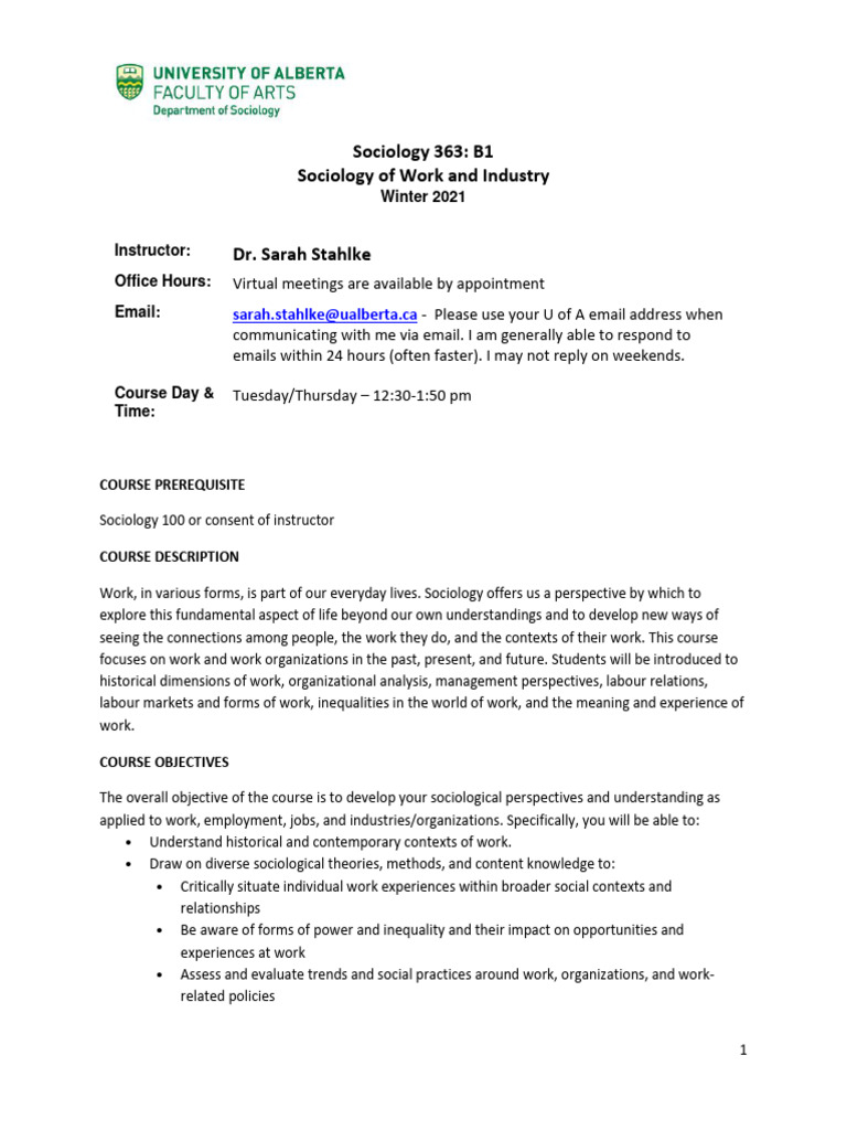 2021 Winter SOC 363 LECTURE B1 | PDF | Academic Integrity | Sociology