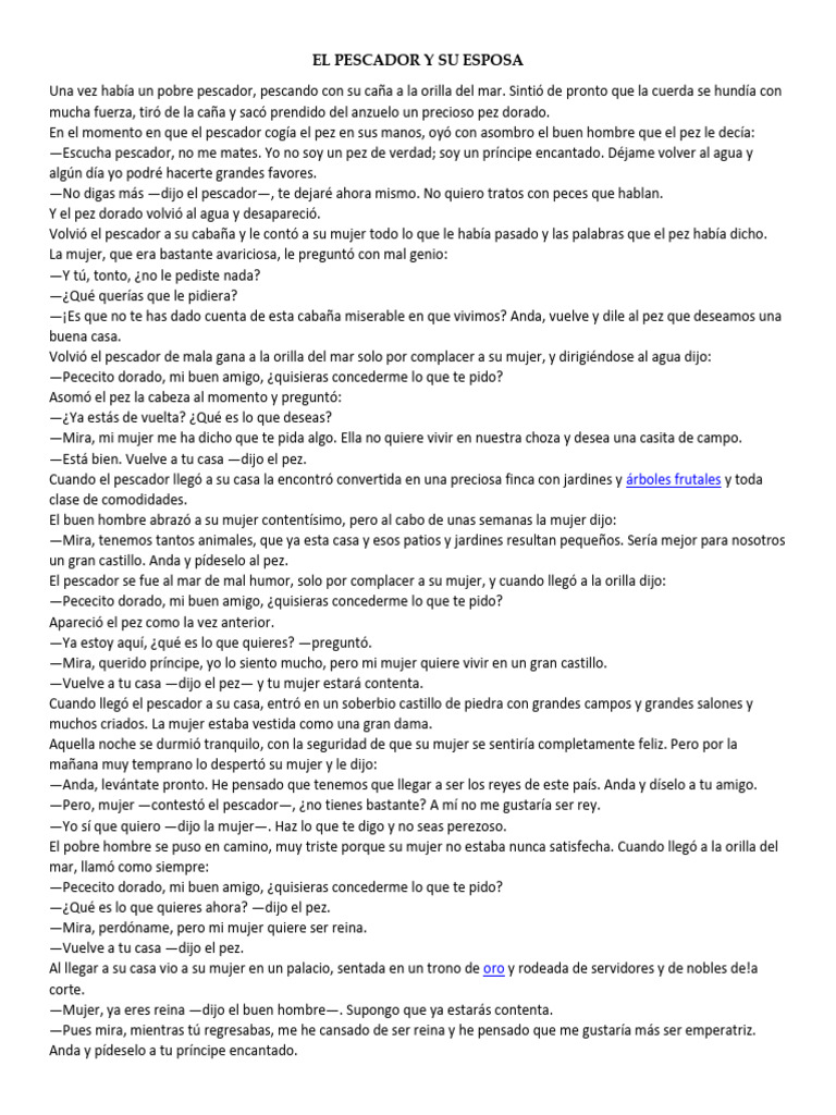 El Pescador y Su Esposa | PDF