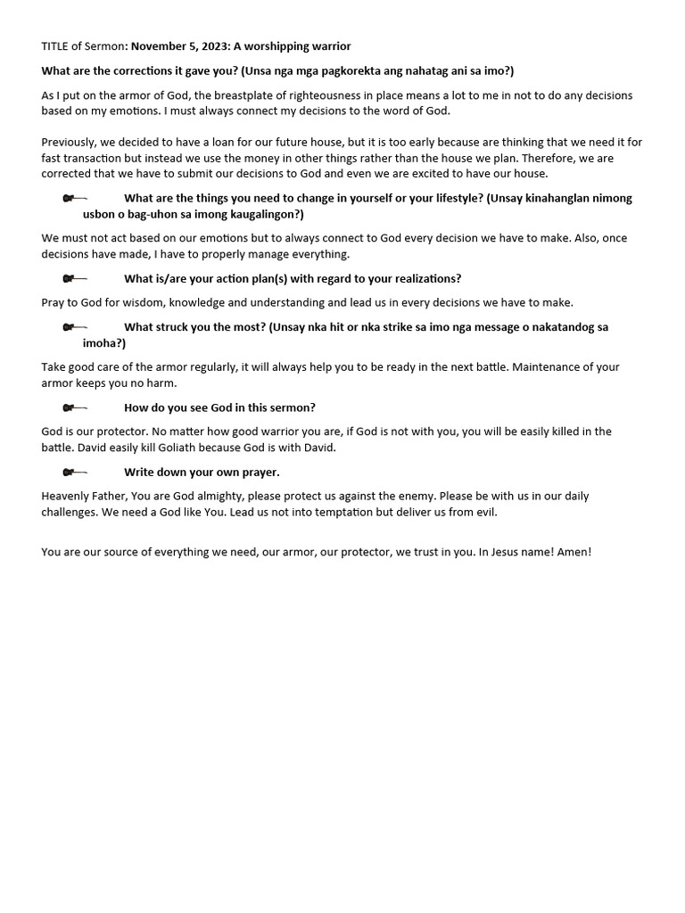 4 MAC MORECHO's REFLECTION PAPER - A Worshipping Warrior | PDF | Self ... 4 MAC MORECHO's REFLECTION PAPER - A Worshipping Warrior | PDF | Self ...