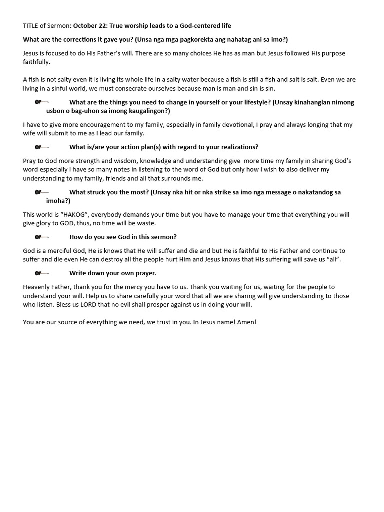 3 MAC MORECHO's REFLECTION PAPER - True Worship Leads To A God-Centered ...
