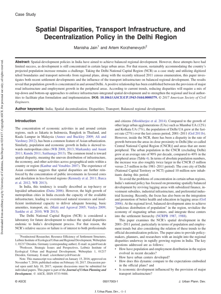Spatial Disparities, Transport Infrastructure, and Decentralization in ...