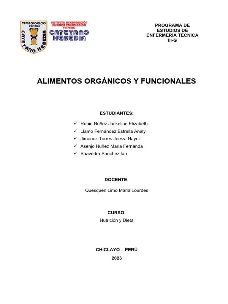 Informe de Alimentos Orgánicos y Funcionales | Descargar gratis PDF ...