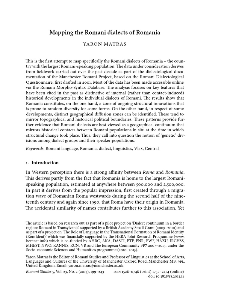 Mapping The Romani Dialects of Romania | Download Free PDF | Romani ...
