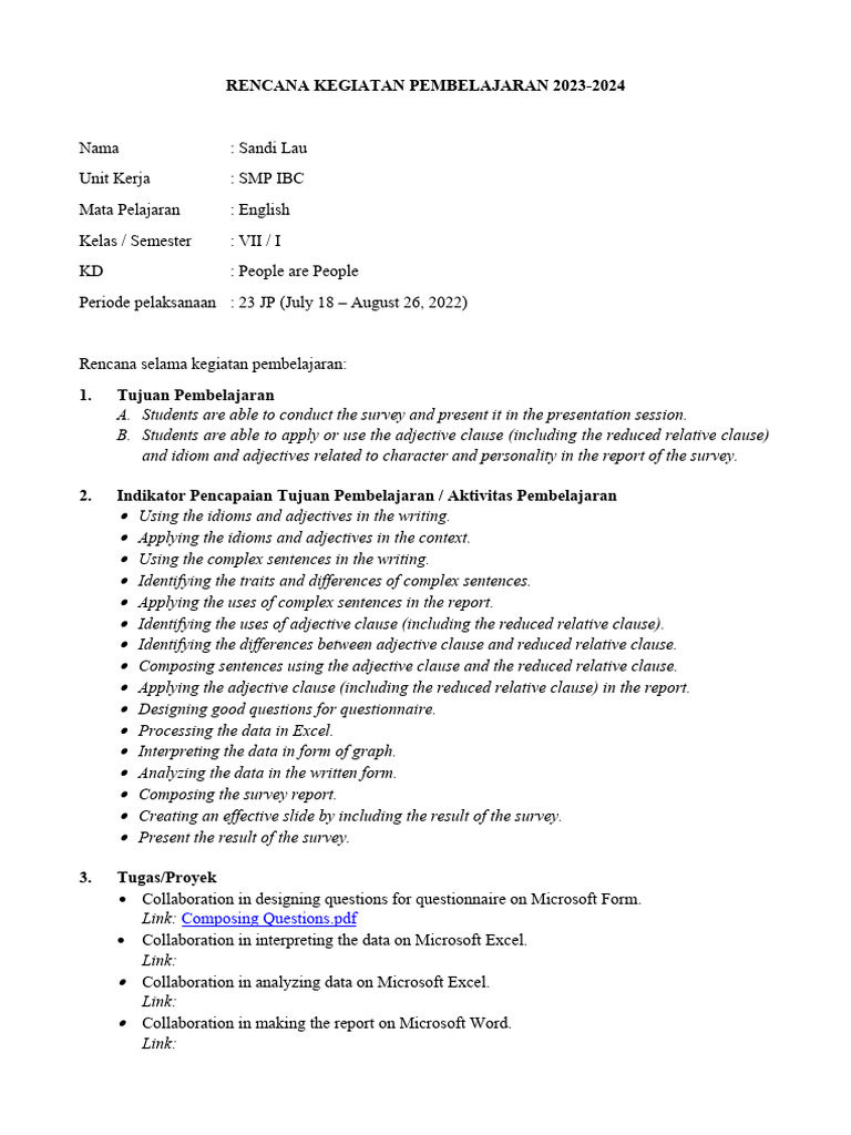 RPP Format | PDF | Linguistics