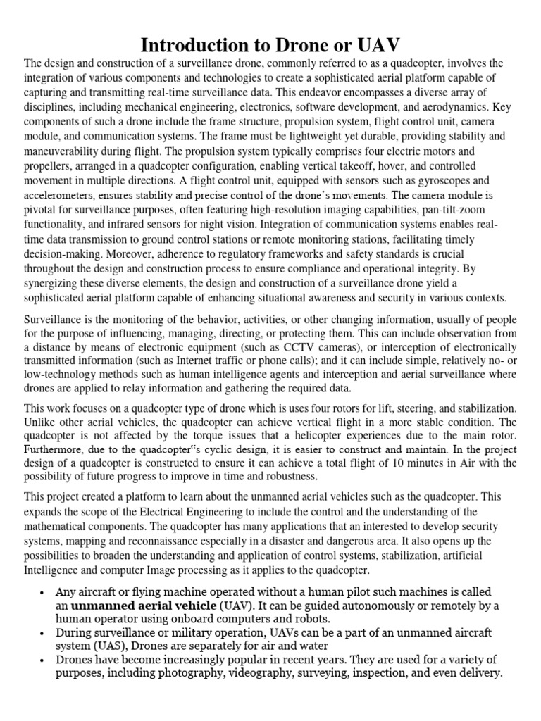 Bamisco Introduction To Drone or UAV | PDF | Quadcopter | Force