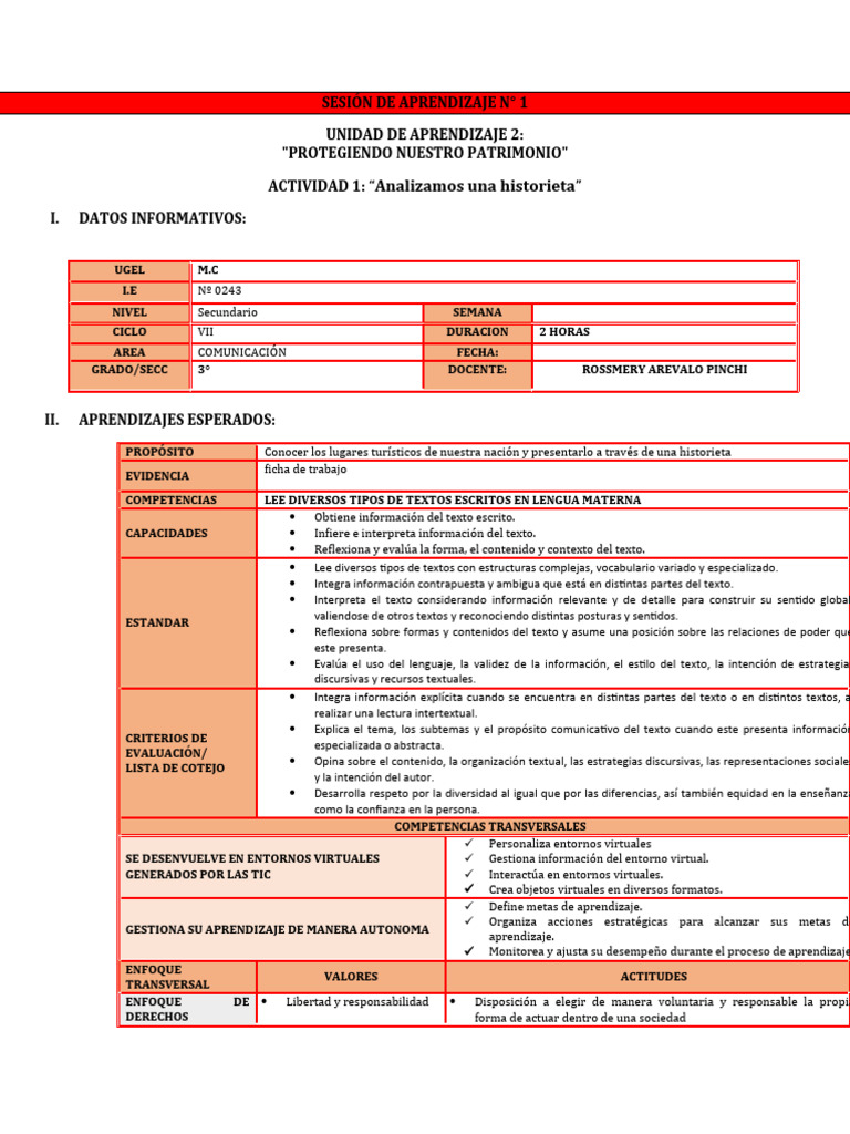 3 Ses1 Com Un2 Sem1 - 2023 | PDF | Aprendizaje