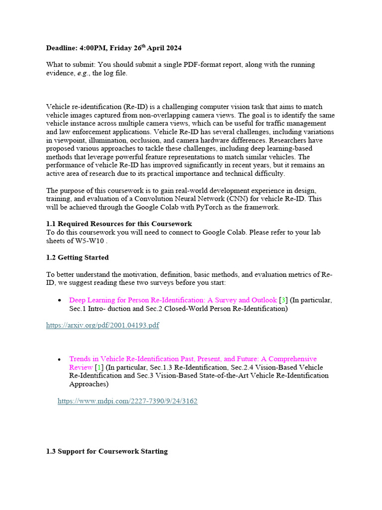 Coursework of Vehicle Re-identification | PDF | Computational Neuroscience | Learning