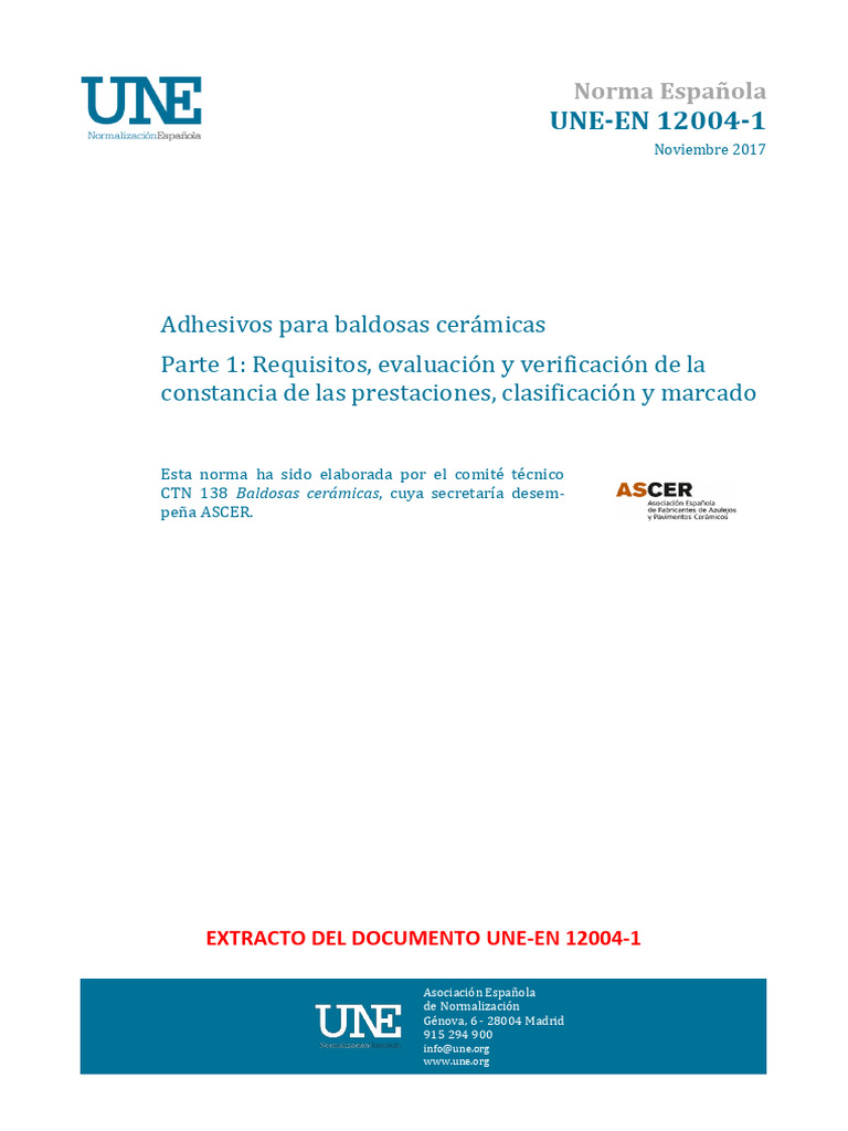 (Ex) Une en - 12004 1 2017 | PDF | Adhesivo | Materiales