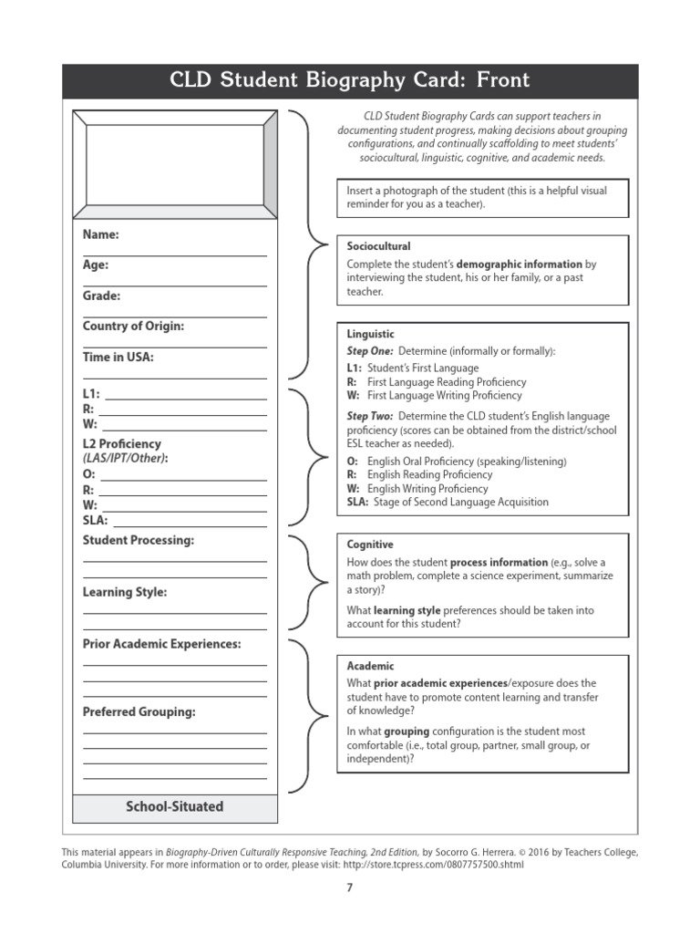 cld-student-biography-card | PDF | Second Language Acquisition | Second ...