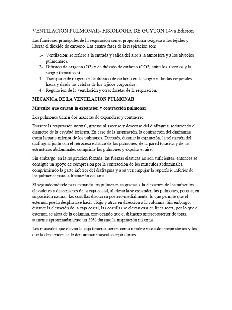 Respiracion - Fisiologia de Guyton | PDF | Respiración | Pulmón