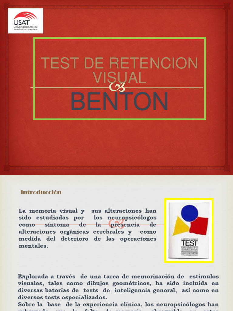 Clase Test de Retención Visual de Benton | PDF | Memoria | Inteligencia