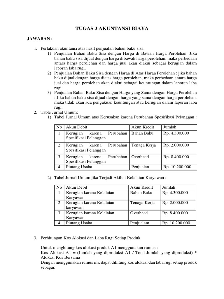 TUGAS 3 AKUNTANSI BIAYA | PDF