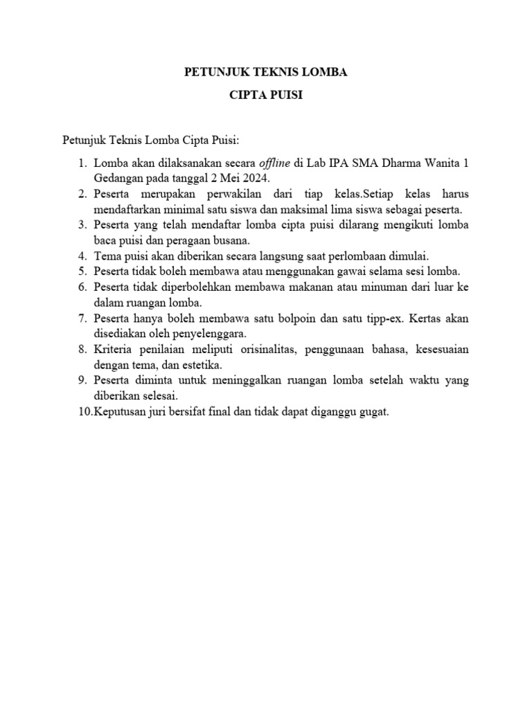 Juknis Cipta Puisi 23-24 | PDF | Perjalanan | Seni