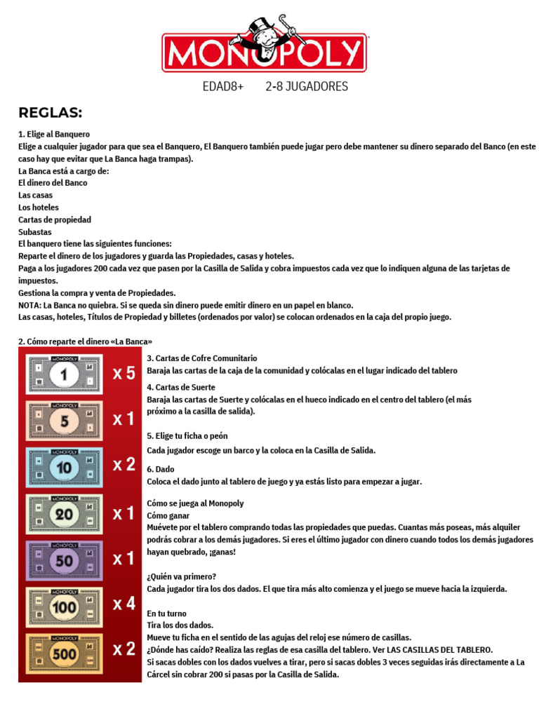 Copia de Copy of Monopoly Instructions Template PDF | Descargar gratis ...