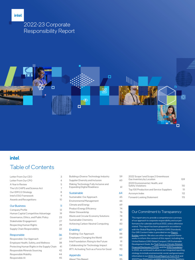 2022-23 Intel Corporate Responsibility Report | PDF | Corporate Social ...