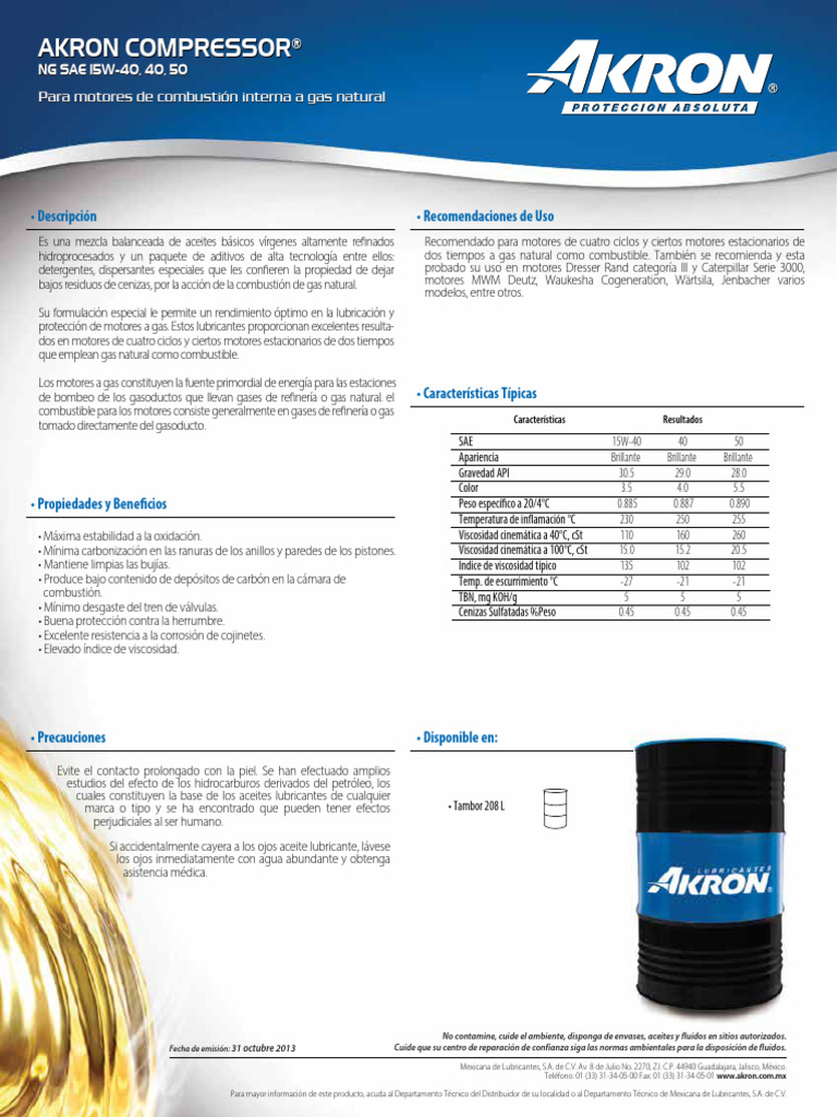 Ficha Compressor NG AKRON | PDF | Lubricante