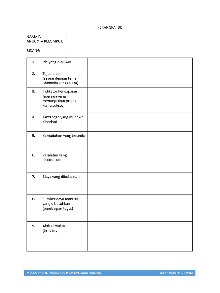 Rencana Proyek Pancasila SMA 94 Jakarta | PDF