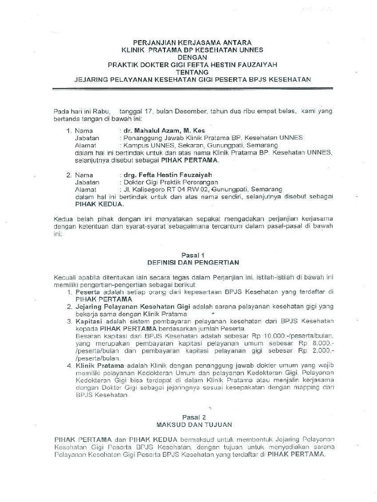 Mou Klinik Dan Dokter Gigi Pdf