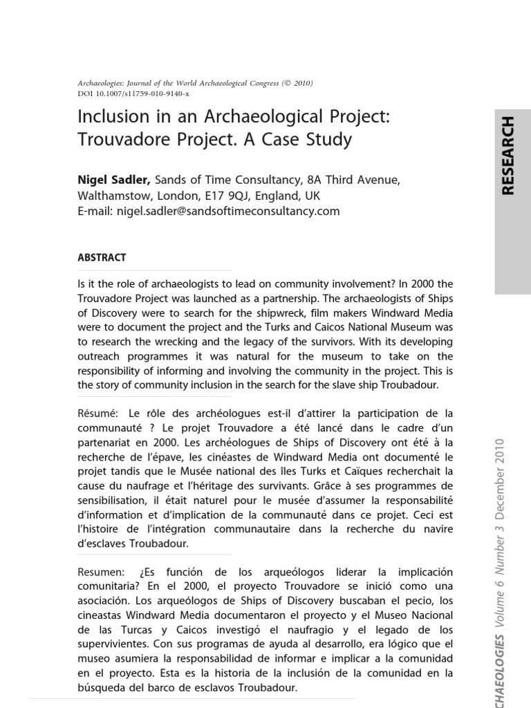 Inclusion in An Archaeological Project | PDF | Slavery | Archaeology