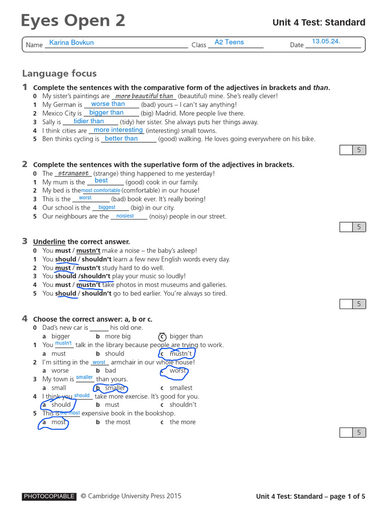 Unit 4 - Standard Test | PDF
