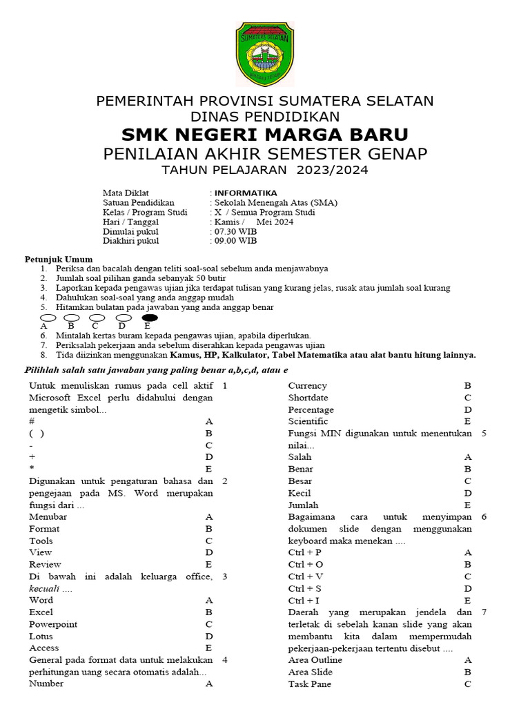 Informatika Kelas X Genap | PDF
