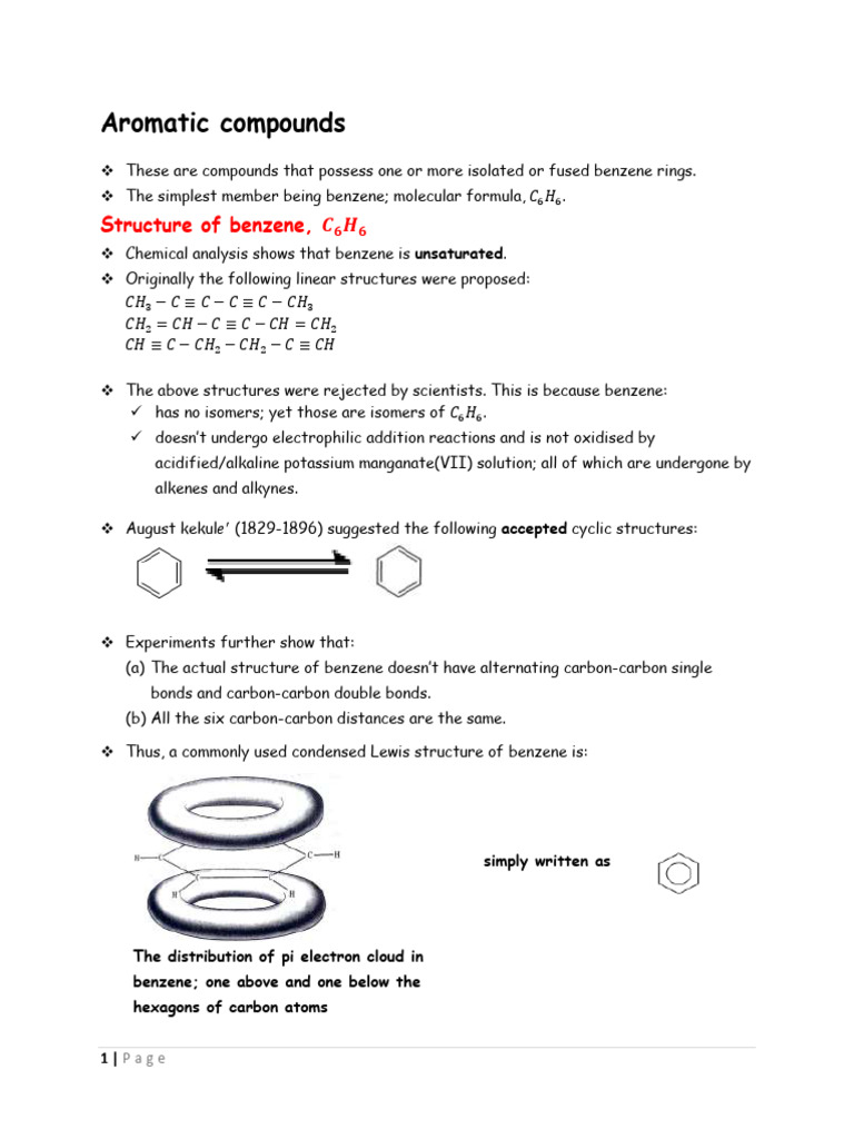 Uace Chem (Benzene Notes | Download Free PDF | Benzene | Chemical Reactions