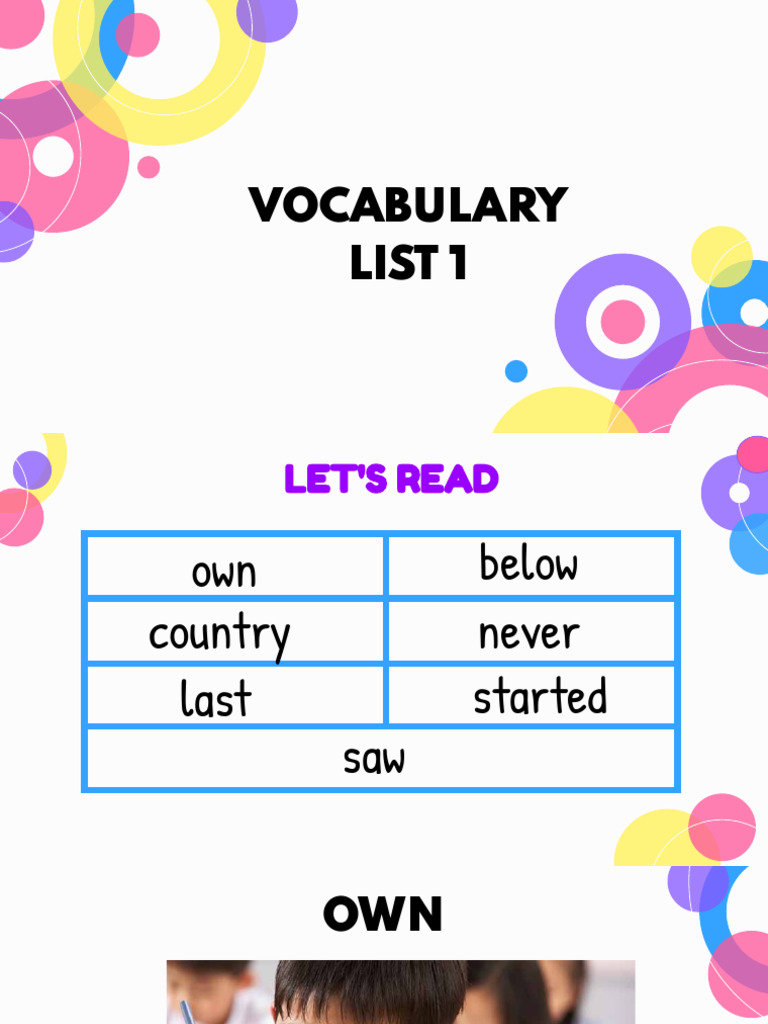 G2 Vocabulary - Week 1 - List 1 - Term 2 | PDF