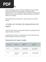 Preposiciones en Inglés - Tipos, Usos y Ejemplos - British Council | PDF | Sistema internacional ...